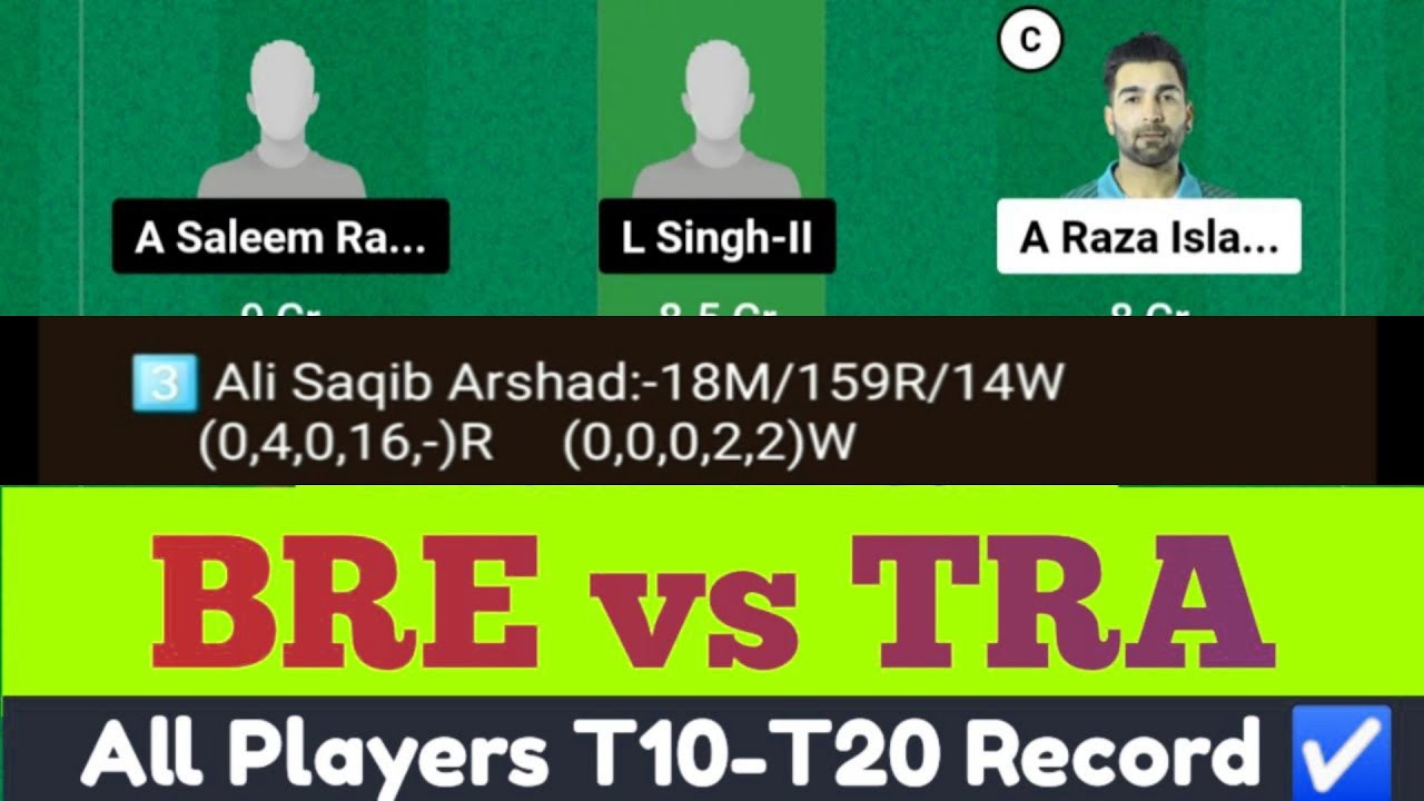 Bre vs Tra Dream11 prediction, Bre vs Tra t10 dream1 team - YouTube