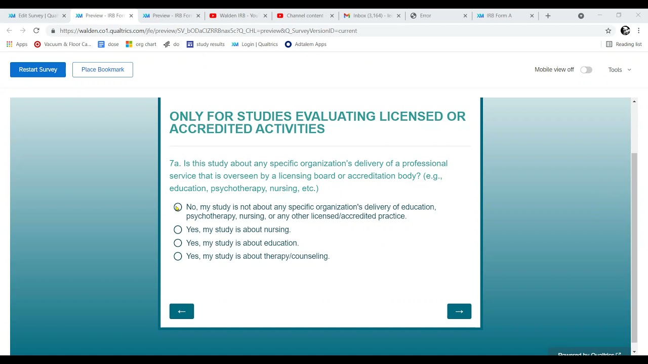 IRB Form A Question 7: Licensed or accredited activities - YouTube