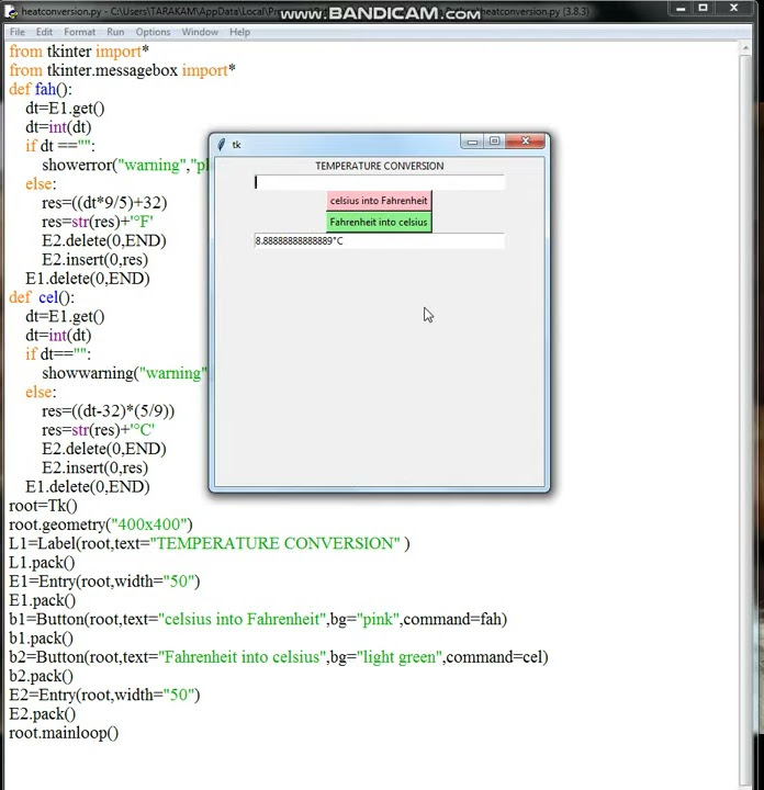 Fahrenheit to Celsius app Using Tkinter (Student Task) - YouTube