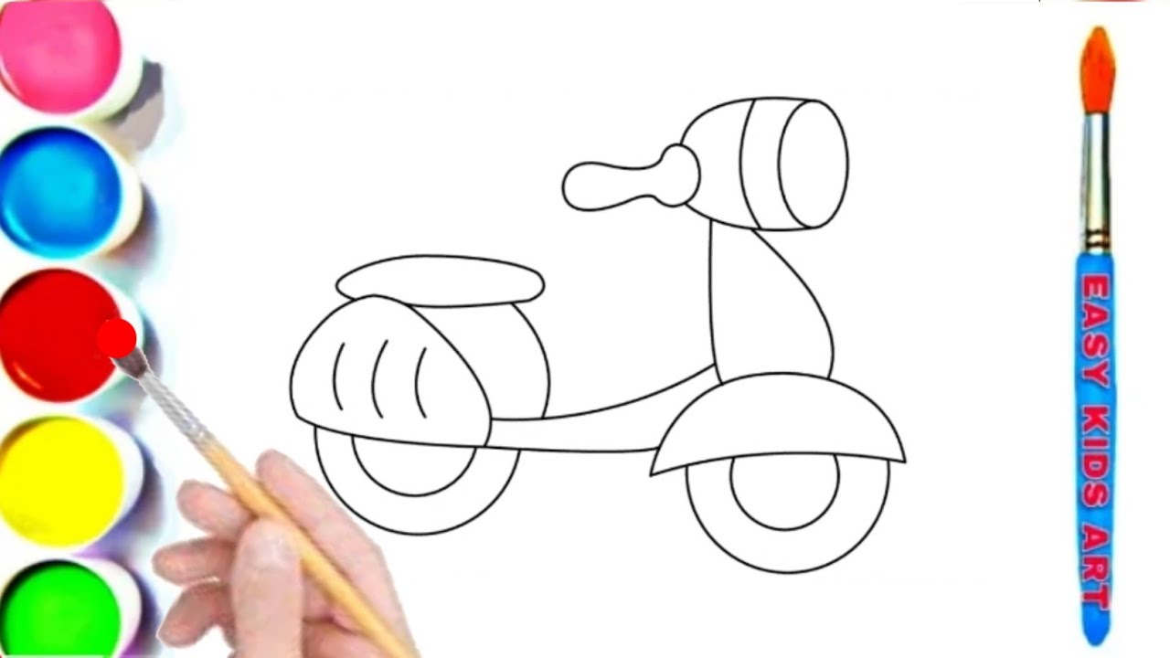 Scooter 🛴 Drawing, Painting, Coloring for Kids & Toddlers | Scooter and ...