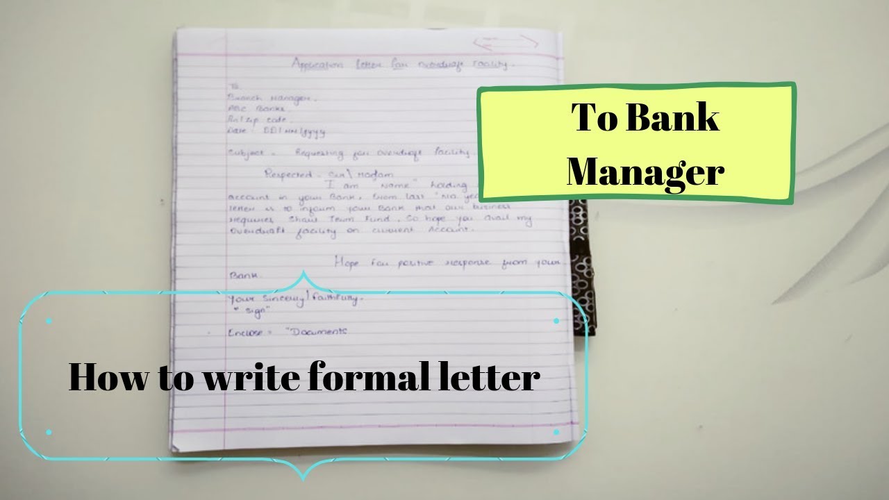 How to write formal letter | Application for overdraft facility - YouTube