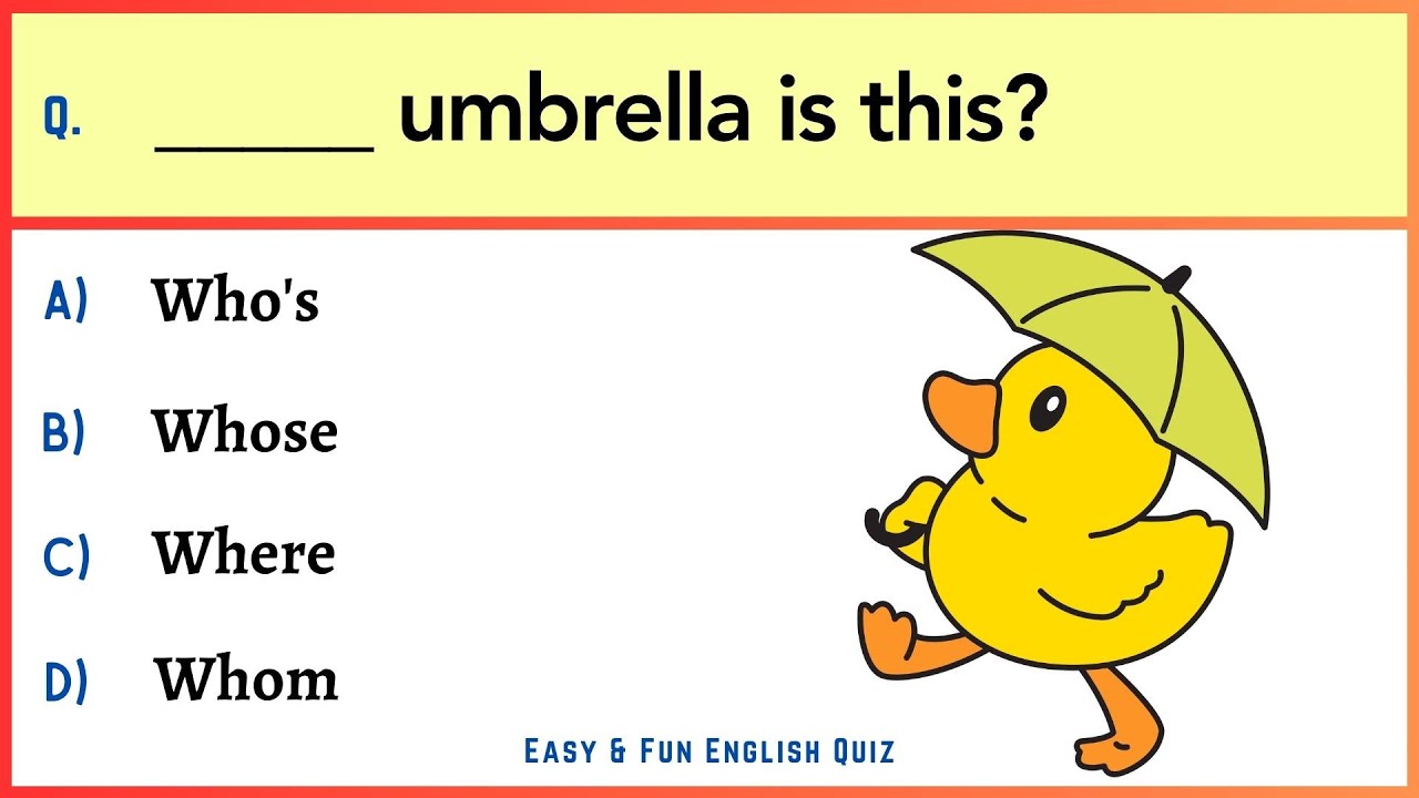 Easy & Fun English Quiz (50 Questions) - Grade 6 Challenge | English ...
