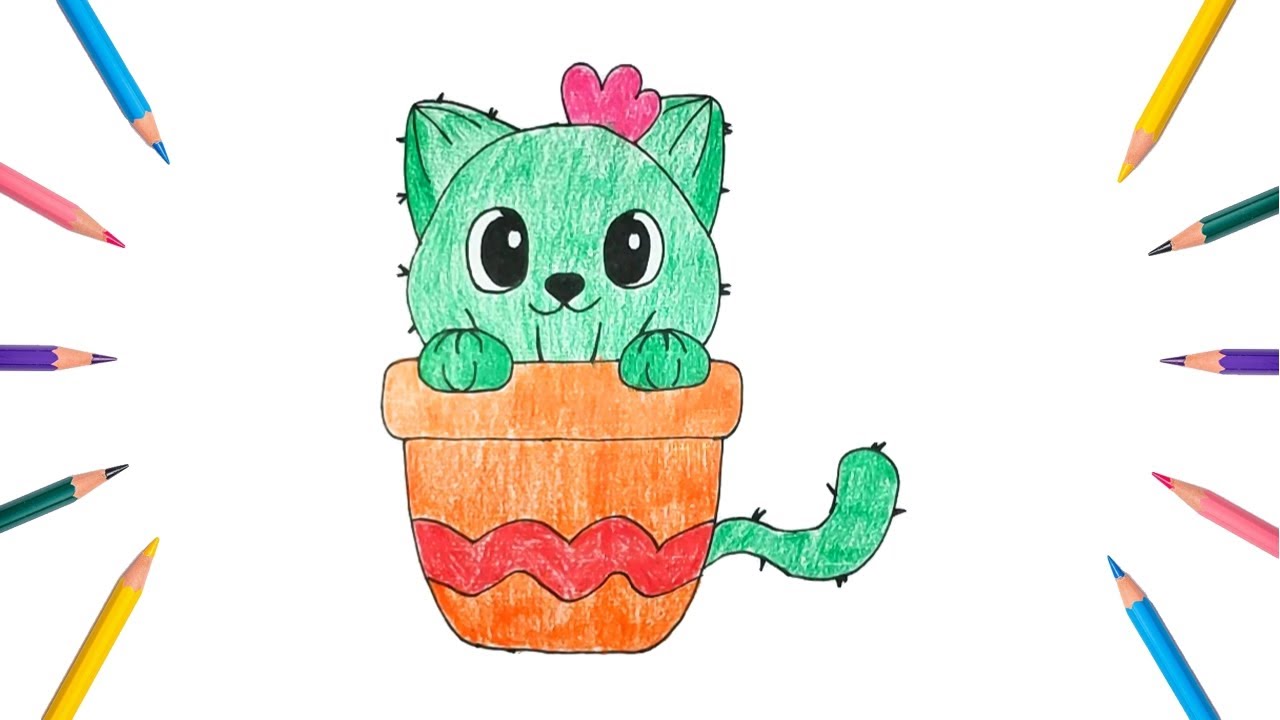 How To Draw Cactus Cat | Cactus Cat Drawing | Cute Cactus Cat - YouTube