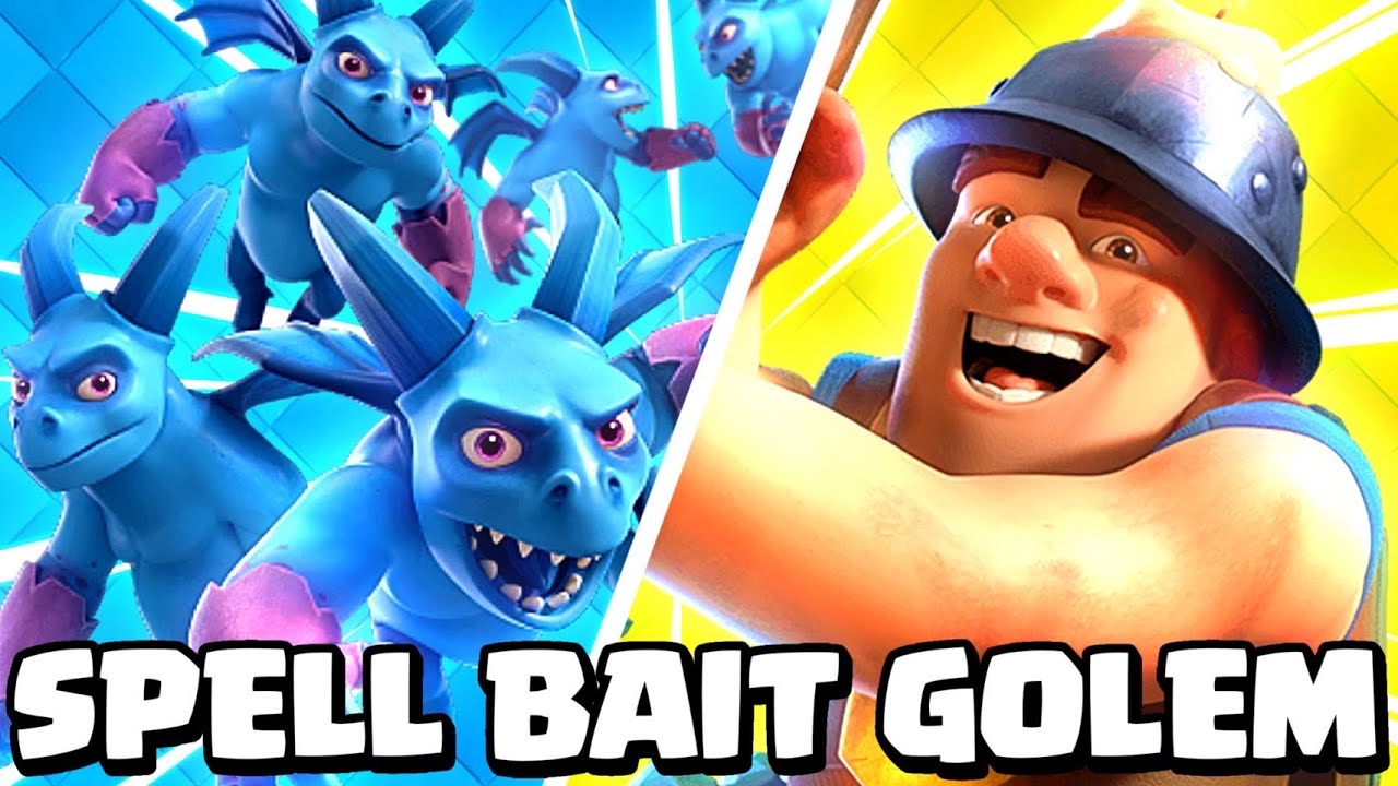 SPELL BAIT GOLEM DECK - Clash Royale - YouTube