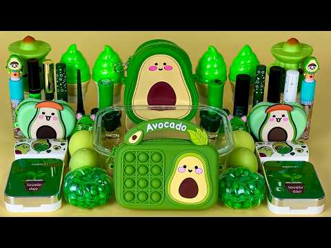 AVOCADO SLIME. 🥑 Mixing makeup and glitter into Clear Slime. Satisfying Slime Videos 2160p.