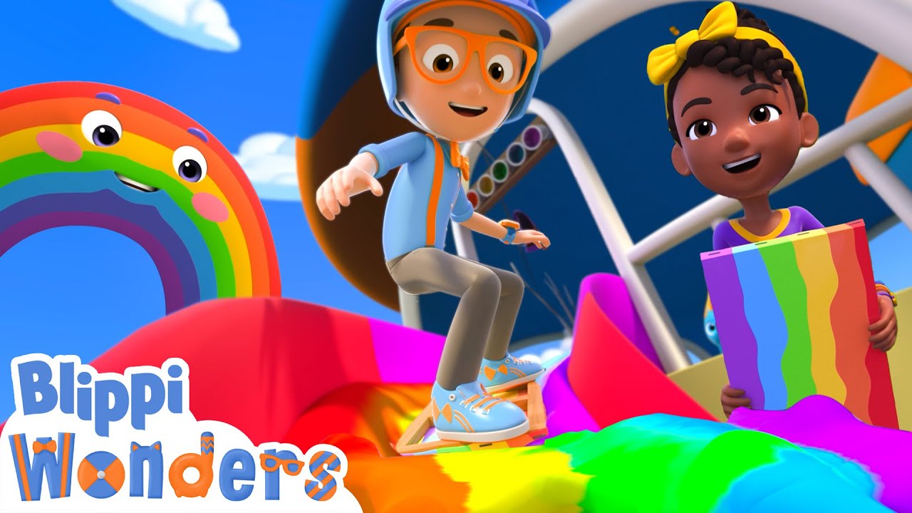 Paint a Rainbow 🌈 | Blippi Wonders | Best Animal Videos for Kids | Kids ...