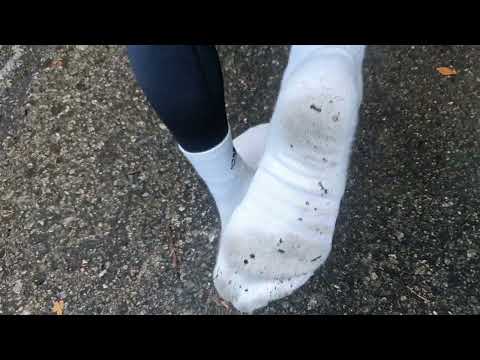 dirty white Adidas socks