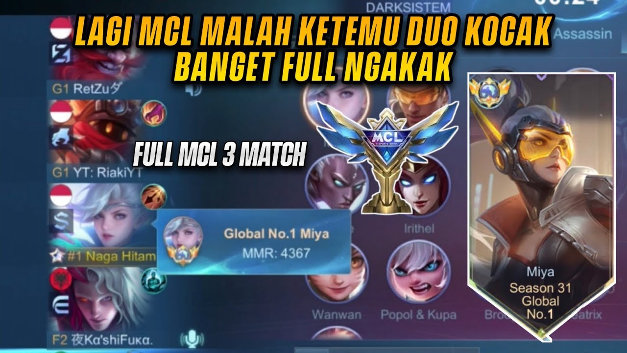 NGAKAK BANGET LAGI MCL KETEMU DUO OPEN MIC BEGINI REAKSI NYA! | TOP GLOBAL 1 MIYA - MLBB - YouTube