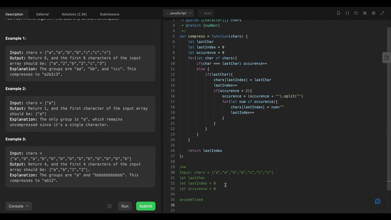 String Compression Algorithm Leetcode Problem 443 Youtube