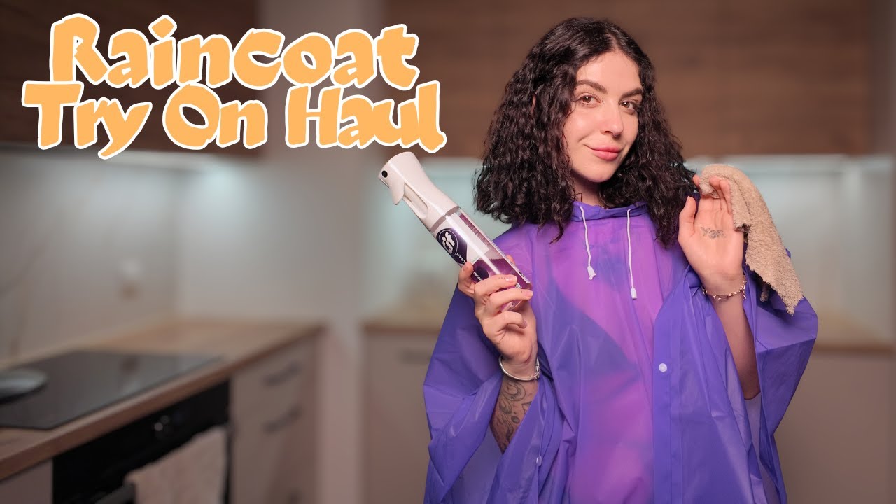 [4K] Purple Raincoat Try-On | Kitchen Cleaning Tutorial | Cozy Rainy ...
