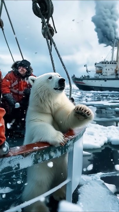 Polar Bear Cub Takes Over a Polar Ship! #polarbear #snow - YouTube