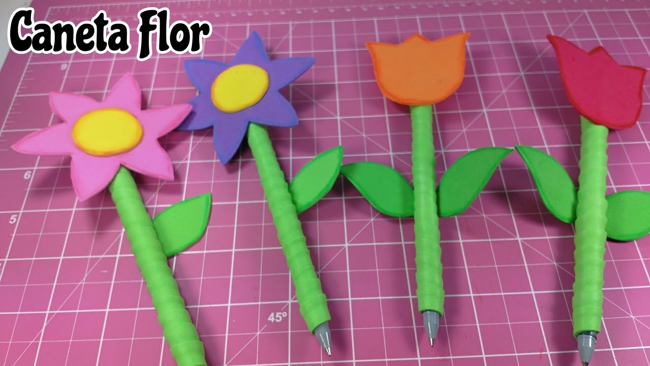 Caneta Decorada com EVA com Molde 🌷💕 - YouTube
