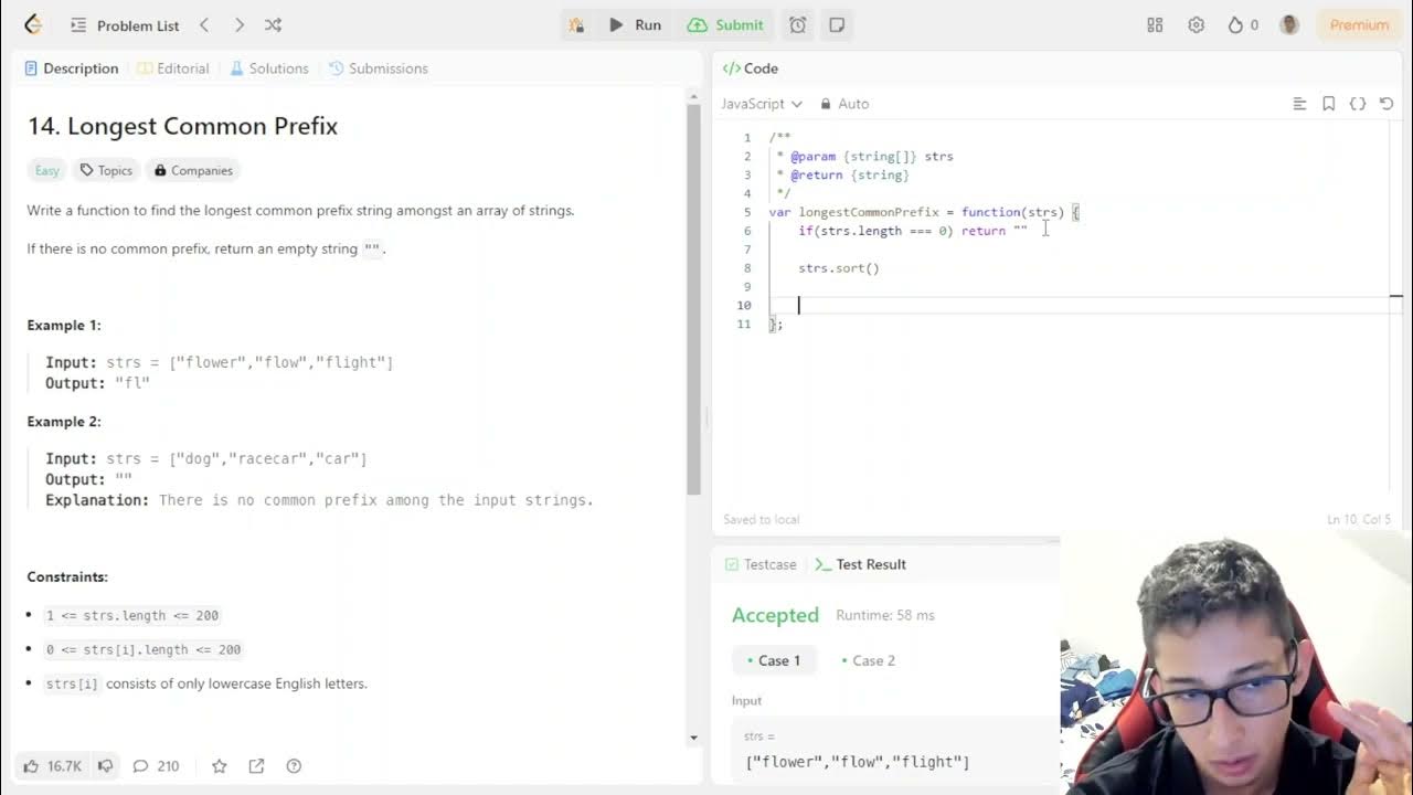 Longest common prefix | Leetcode JS | Solución nivel fácil explicada en ...
