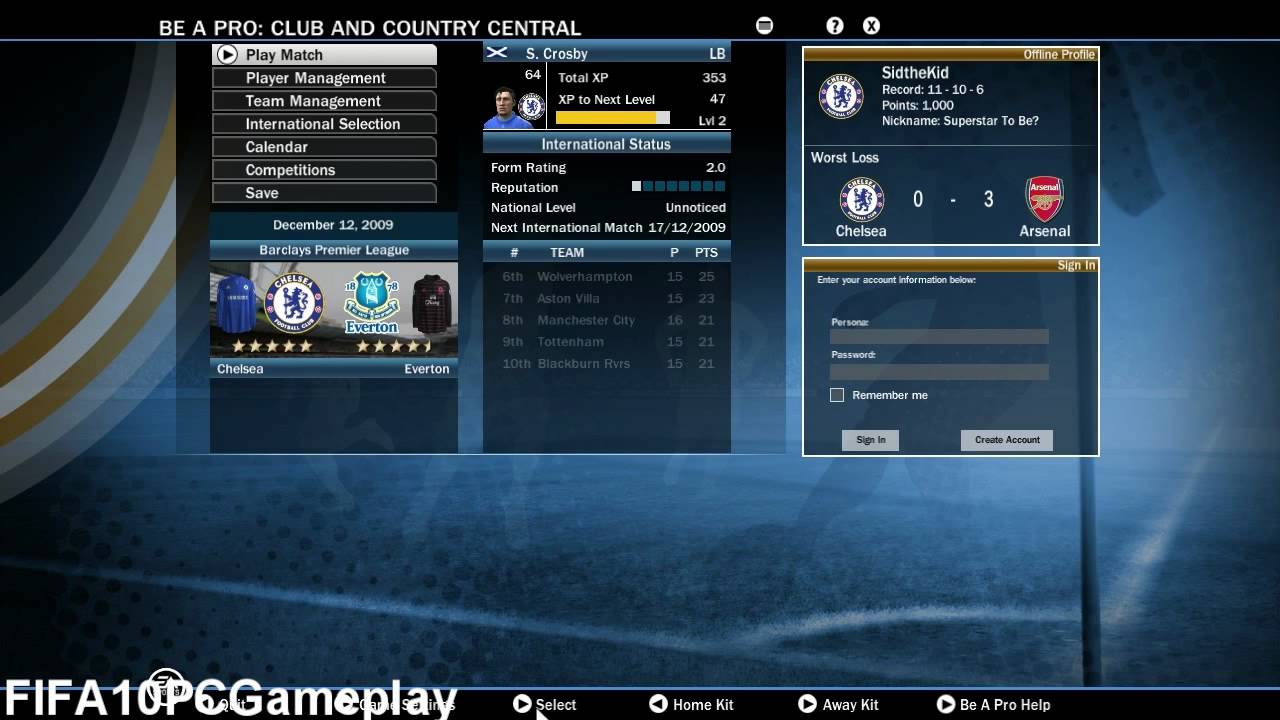 FIFA 10 Be A Pro Gameplay [HD] - YouTube
