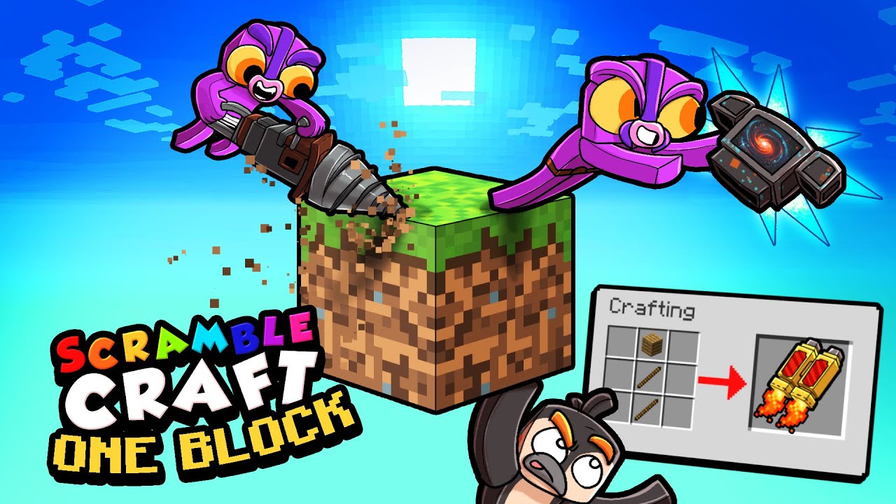 Scramble ONE BLOCK Survival with 5 FRIENDS! (Minecraft) - YouTube