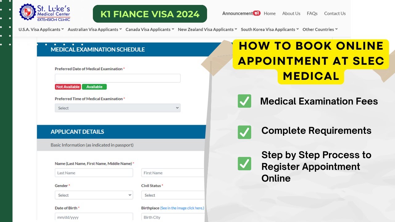 K1 VISA: How to Book Appointment SLEC Medical US - Step by Step Guide ...