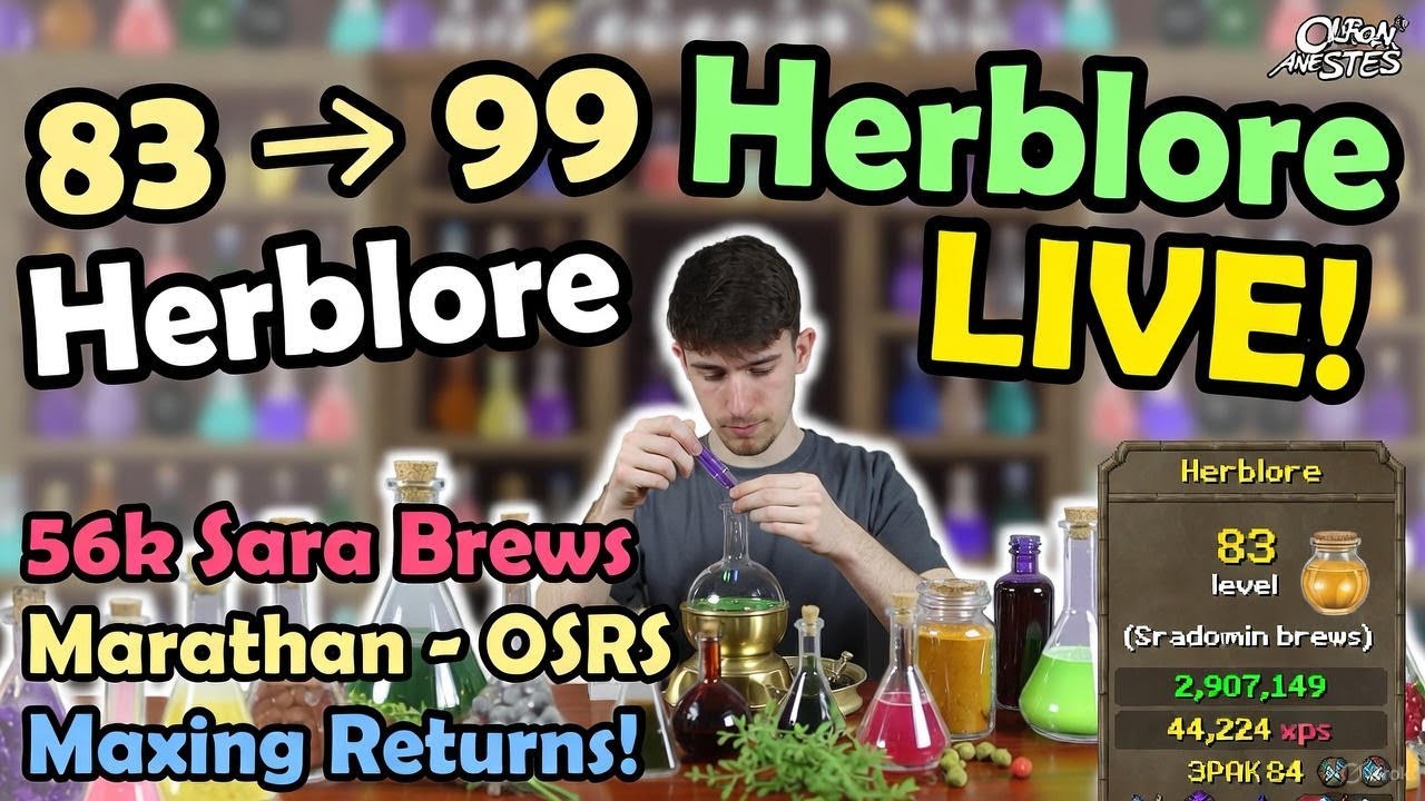 🧪 83 → 99 Herblore LIVE! 56k Sara Brews Marathon 💚 OSRS Maxing Returns ...
