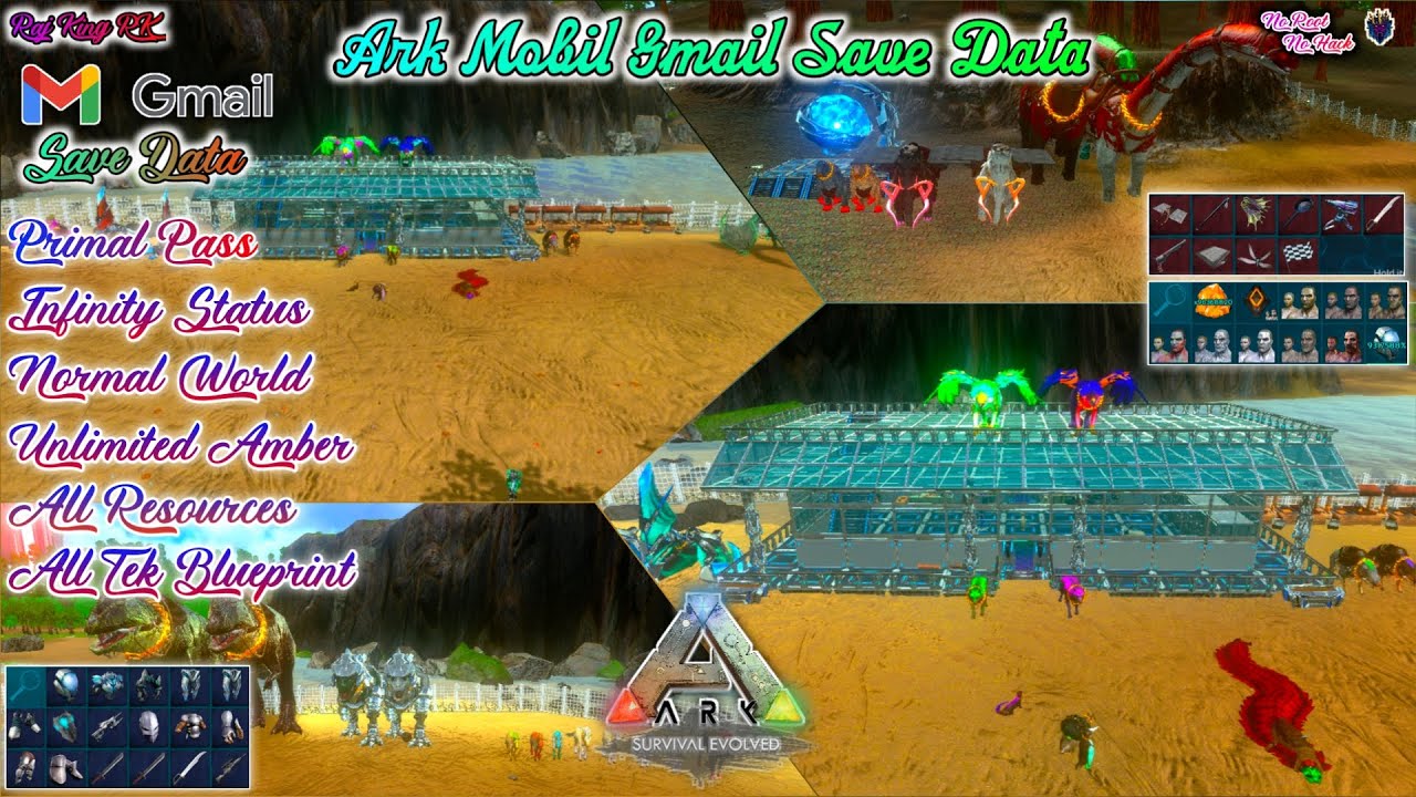 Gmail Save Data Ark survival Evolved🎮High HP Dino🦖Primal pass💯All ...