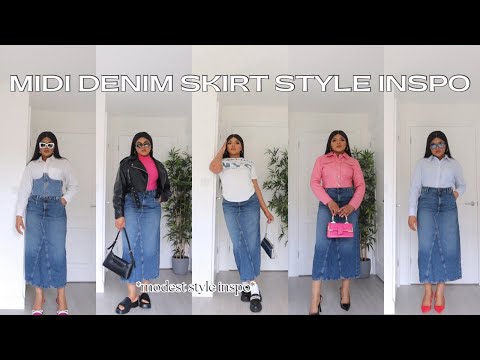 How to: 7 ways to style a maxi denim skirt | Modest style inspo | Spring denim trend ft River island