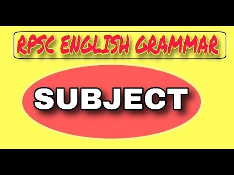 Subject || Definition of Subject || Rpsc First Grade English || Rpsc ...