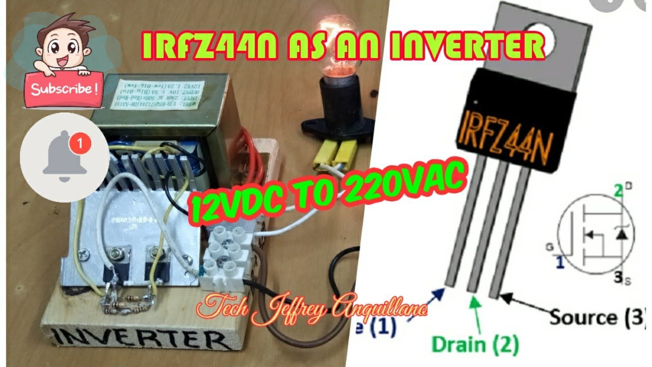 12VDC TO 220VAC INVERTER USING MOSFET IRFZ44N - YouTube