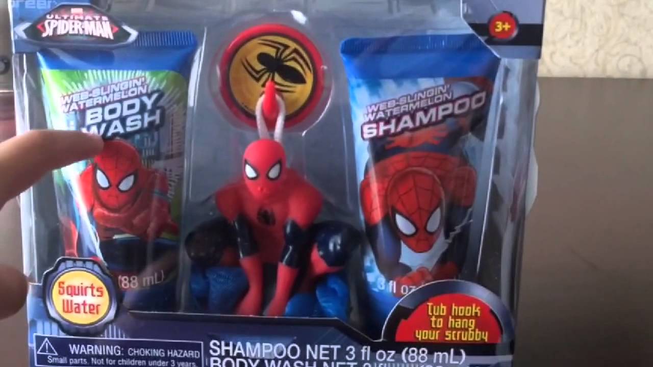 Ultimate Spider-Man Soap & Scrub set bath toy - YouTube