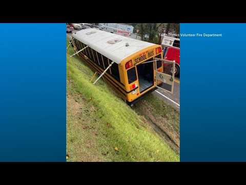 20 students safe after school bus crashes into ditch in Charles County