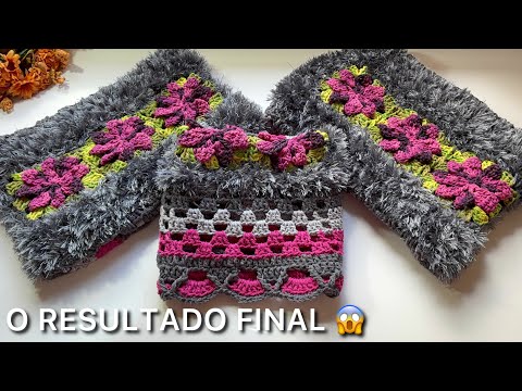 Fiquei chocada com o resultado! Jogo de banheiro luxuoso com linha peludinha #crochet #croche #vlog