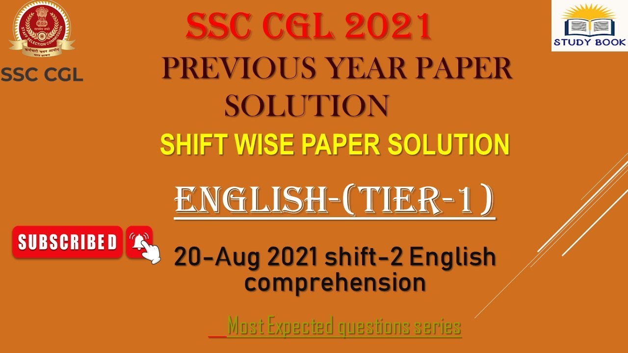 SSC CGL | SSC CGl PYQ English solved paper | English class | English ...