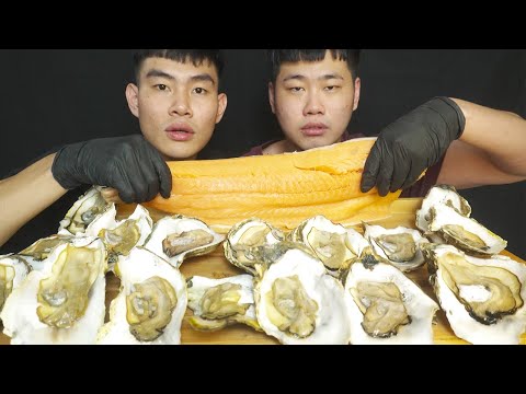 MUKBANG  1,3 KG EKOR SALMON + 18 KERANG OYSTER FRESH DARI LAUT ASLI BOS !!!