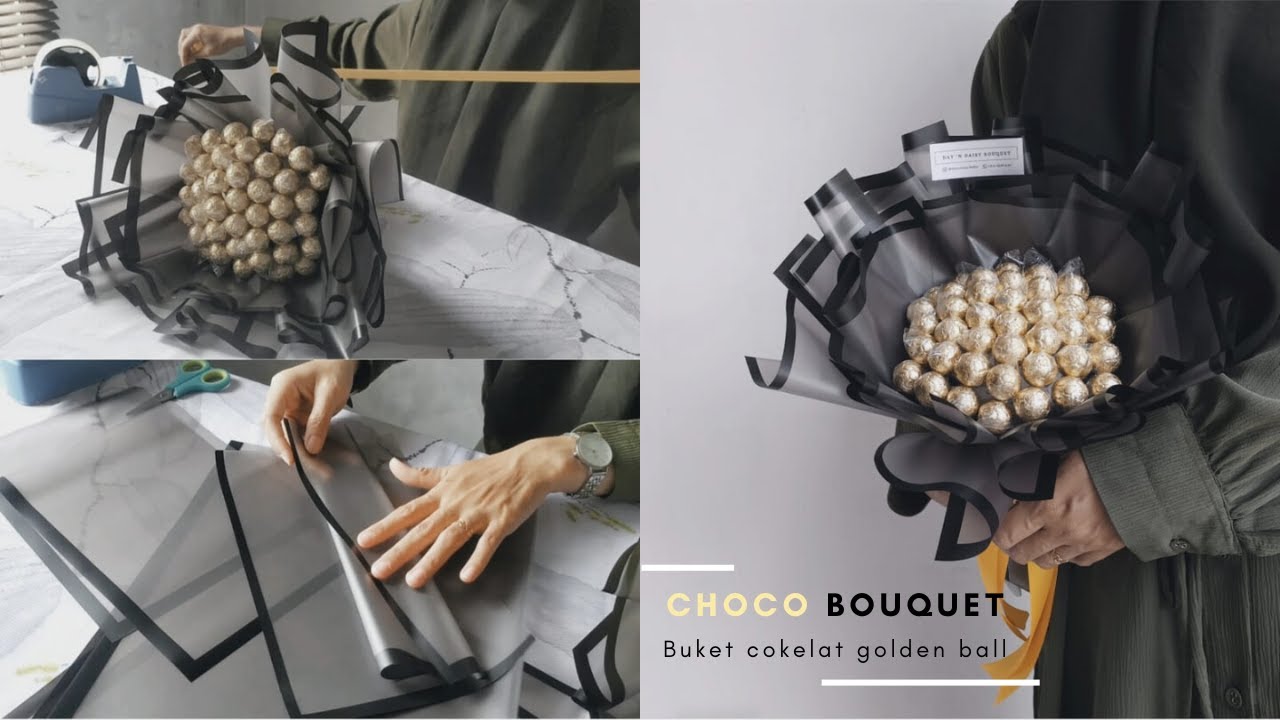 Buket cokelat | Cara membuat buket cokelat | DIY Chocolate Ball Bouquet ...