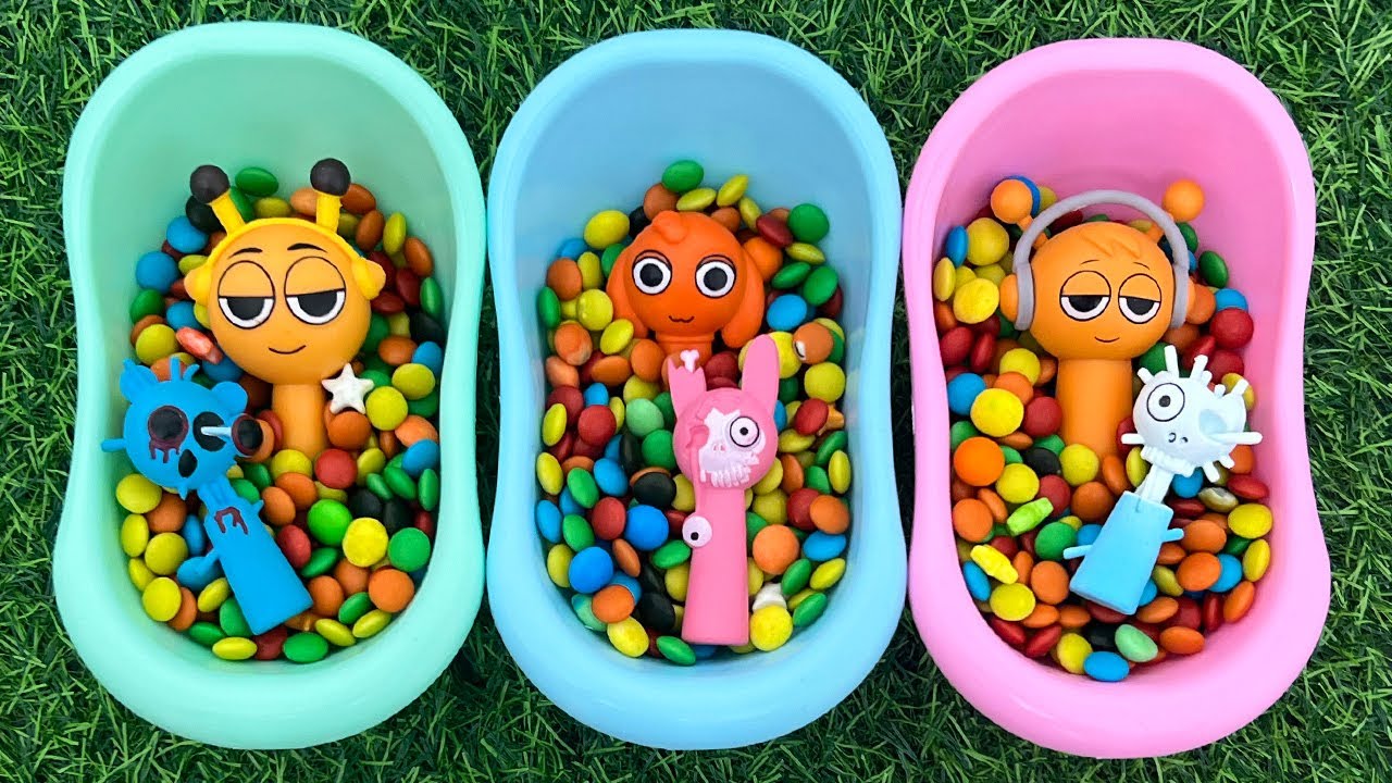 4 Minutes Satisfying | Mixing Colorful Candy Balls With Red SPRUNKI in ...