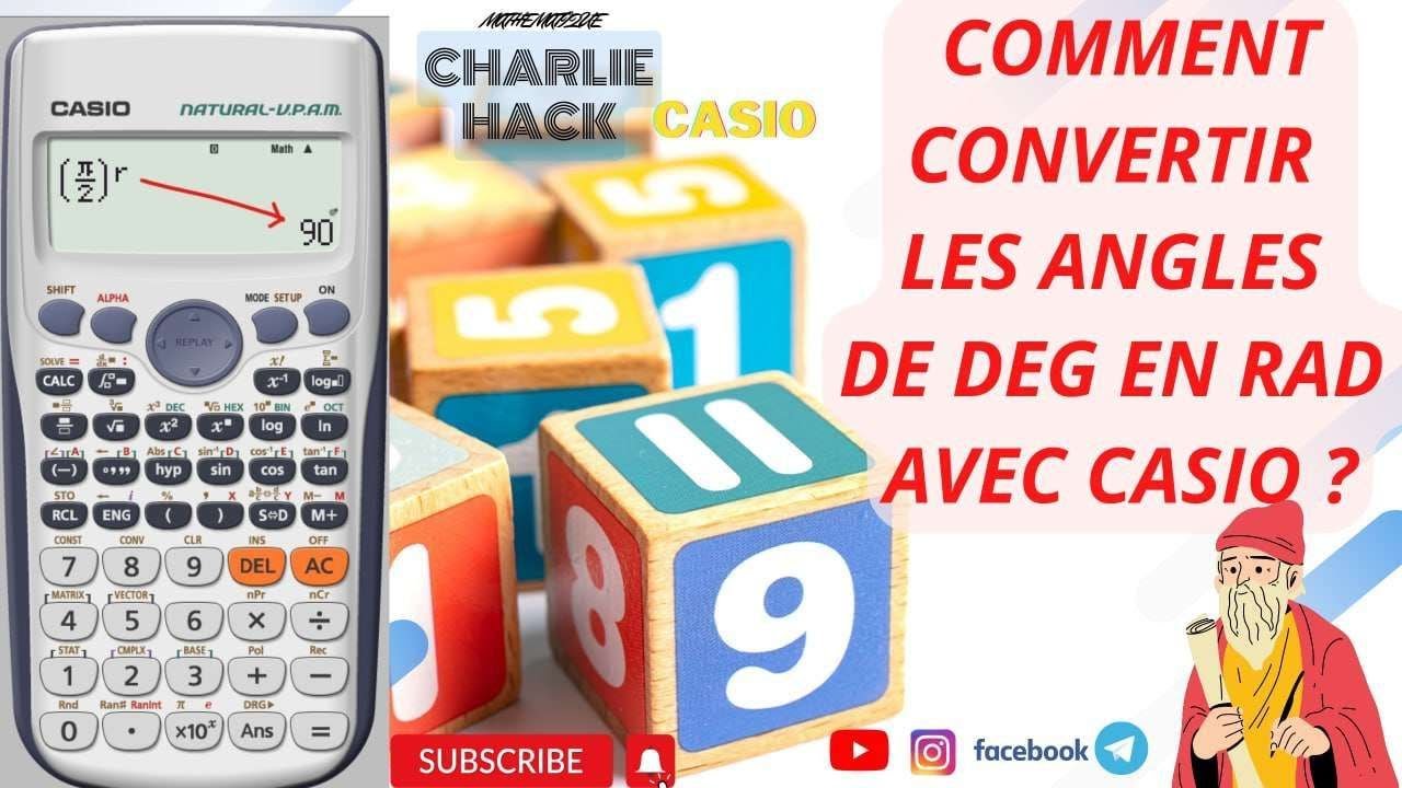 #2 COMMENT CONVERTIR DES ANGLES DE DEG EN RAD AVEC SA CALCULATRICE ...