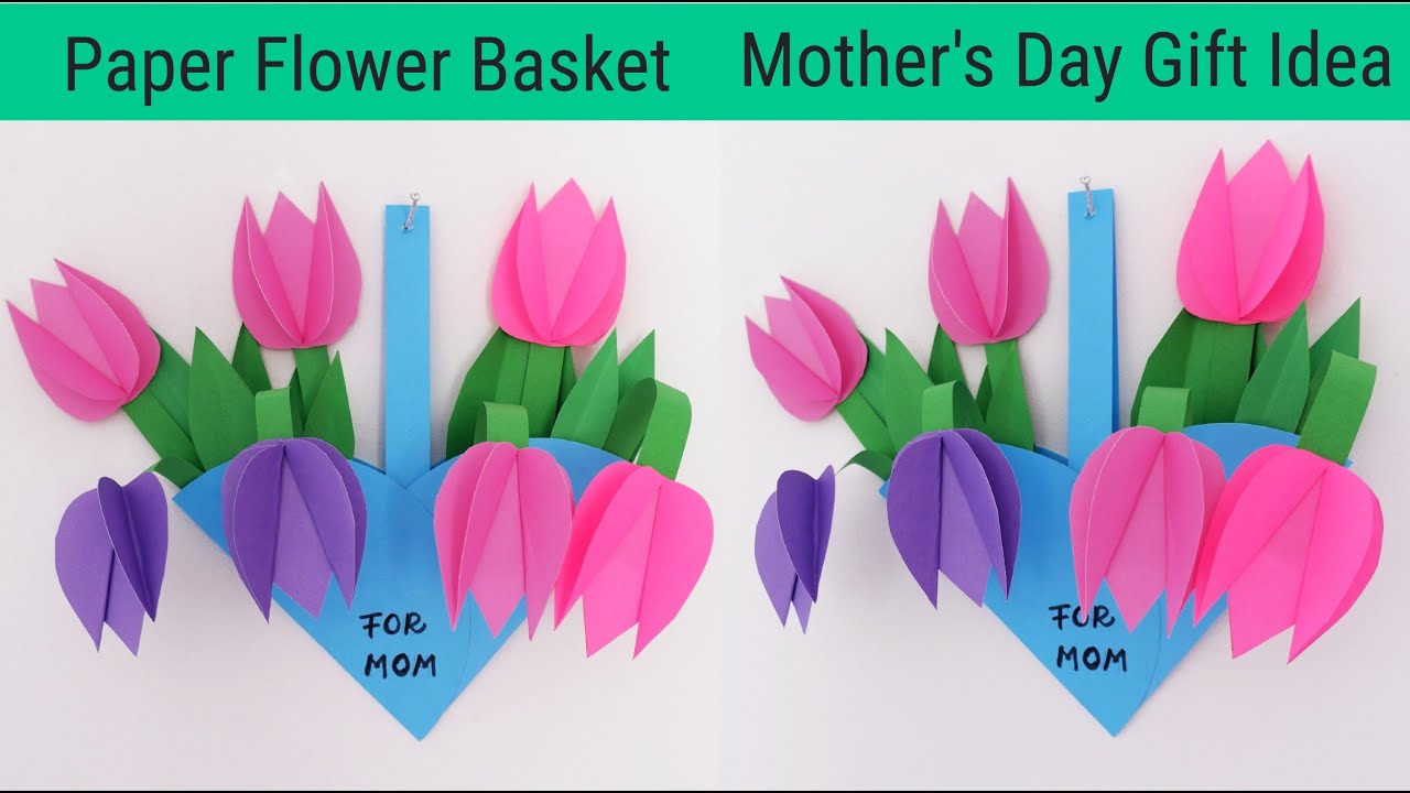 DIY Paper Flower Basket for Mom | Mother's Day Gift Ideas | DIY Paper ...