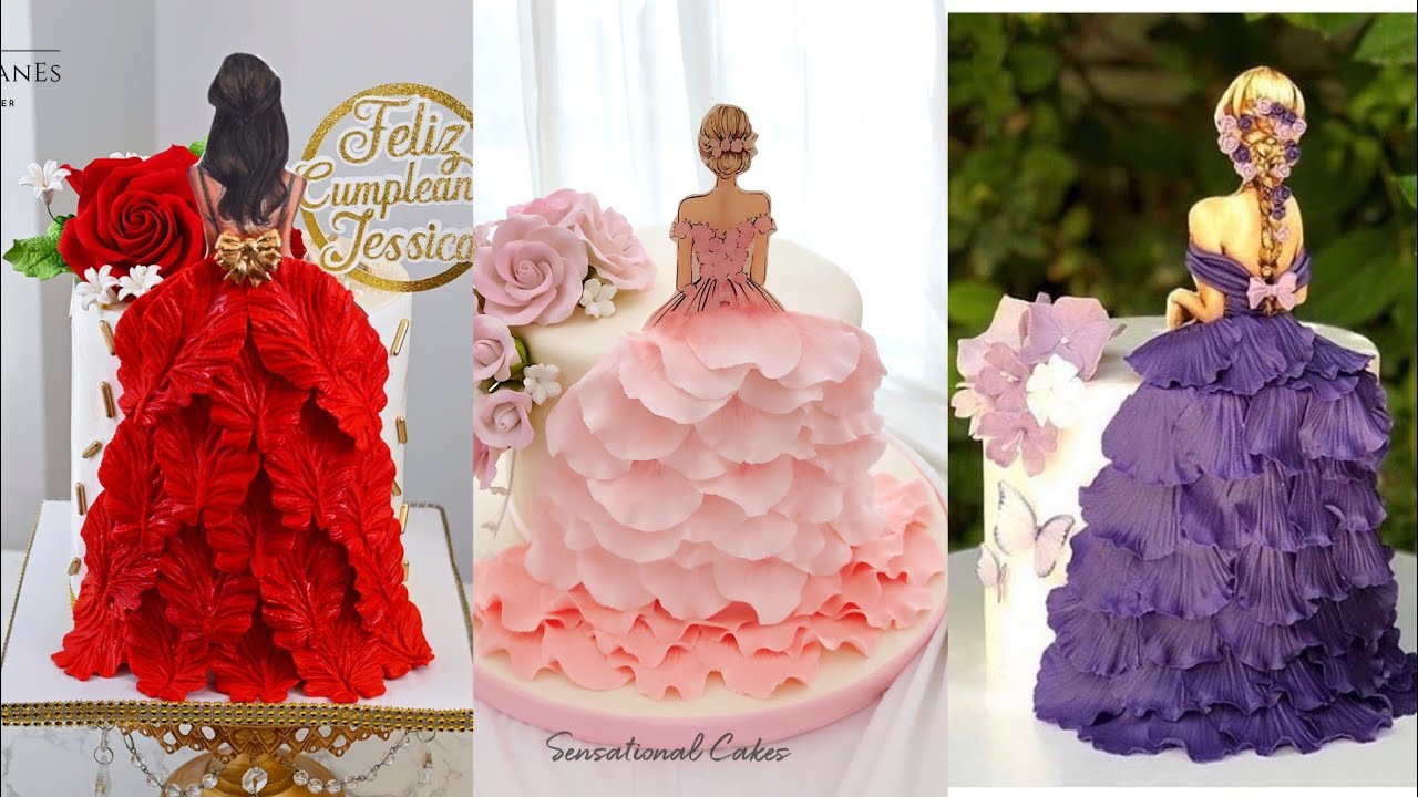 beautiful dress cake designs| girls birthday cake ideas 🎂😱 - YouTube