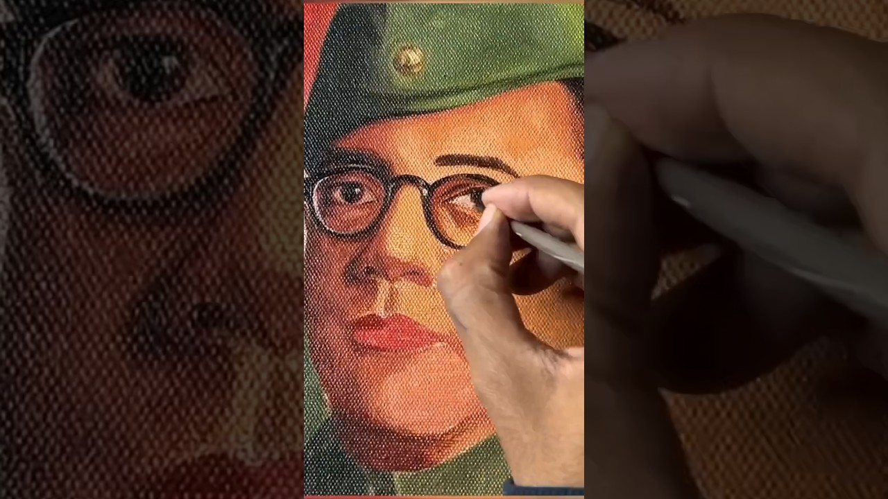 Netaji Painting with Acrylic Colour #artshorts #netajidrawing - YouTube