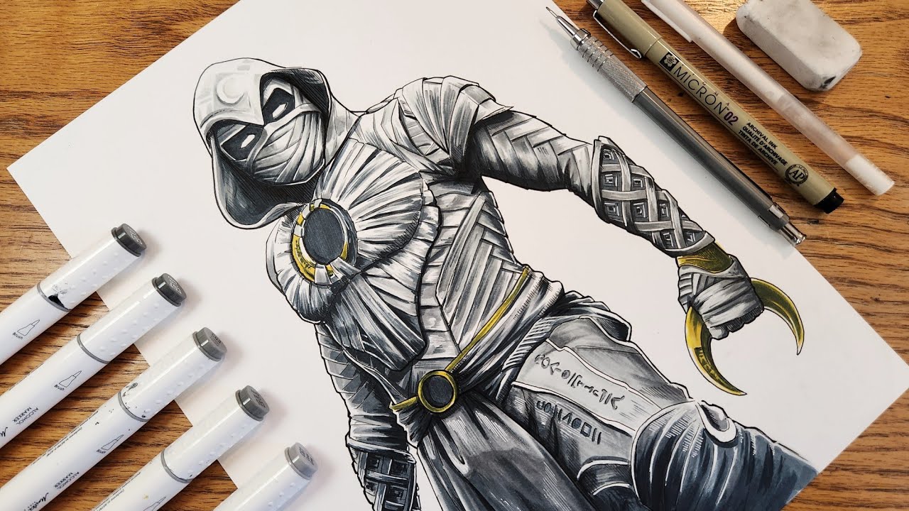 Drawing Moon Knight (Art by Isaac) - YouTube