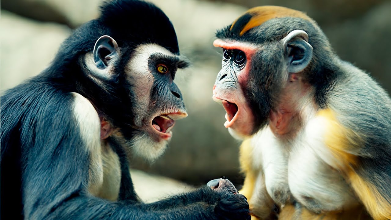 Wolf's Guenon Monkey fights for survival - YouTube