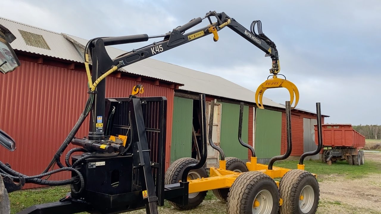 Köp Skogsvagn Moheda MH 101 med K45 kran på Klaravik - YouTube