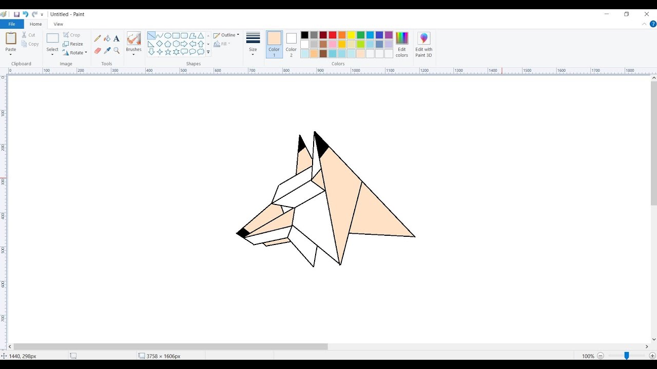 How to Draw Geometric Wolf Picture on MS Paint | Microsoft Paint ...