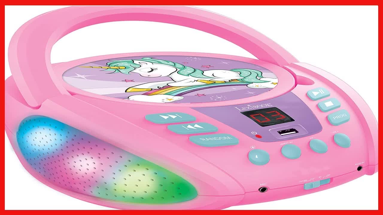 Unicorn - Bluetooth CD Player for Kids – Portable, Multicoloured Light ...