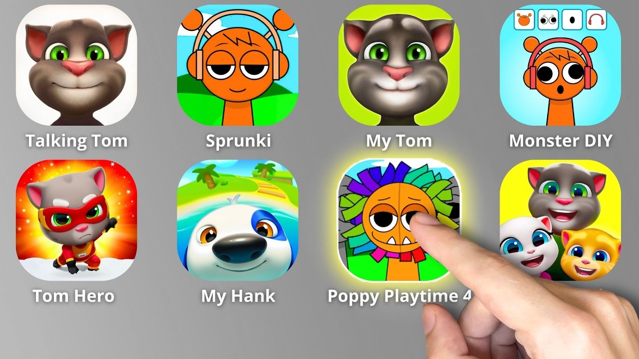 Sprunki incredibox,Talking Tom,Poppy Playtime Chapter 4,My Talking Tom,Tom Hero,My Hank,Tom ...