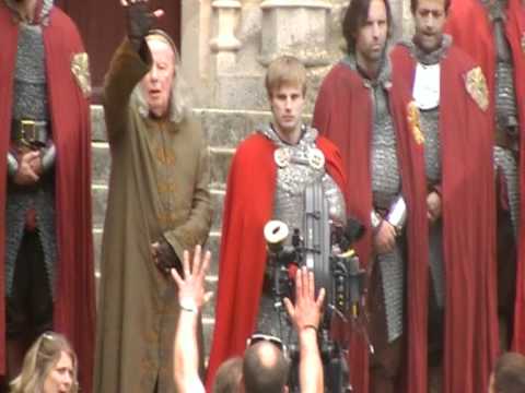 Merlin filming in Pierrefonds Giaus waving - YouTube
