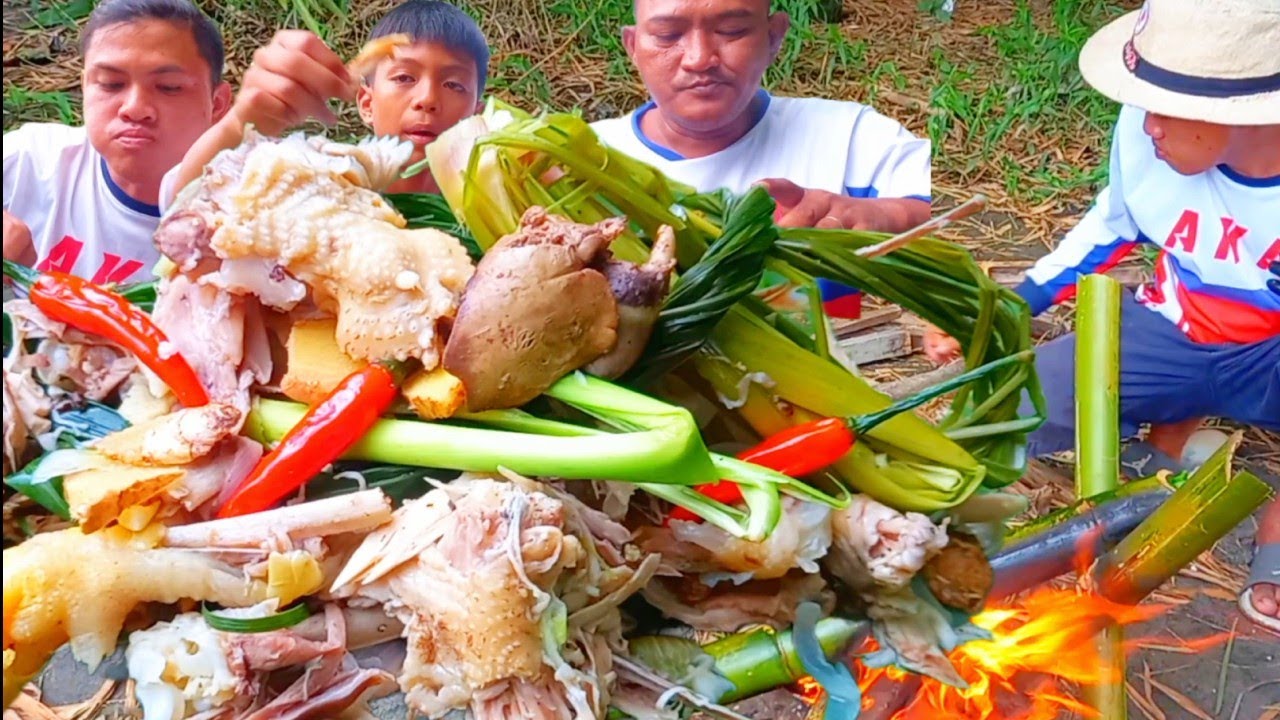 OUTDOOR COOKING/NATIVE MANOK TINANGLARAN SA KAWAYAN. - YouTube