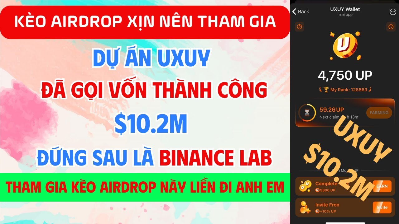 UXUY: Kèo Airdrop 2O25 uy tín với số vốn $10.2M, đứng sau là Binance Labs. - YouTube