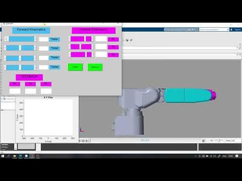 Control serial robot 4 dof (FANUC LR Mate 100i) by guide matlab - YouTube