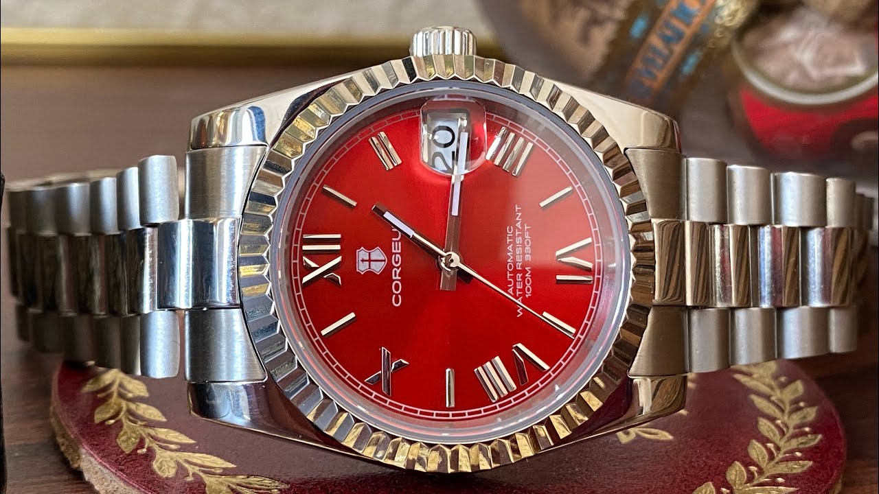 Underrated Rolex Datejust Homage Watch by Corgeut! Red Dial with ...
