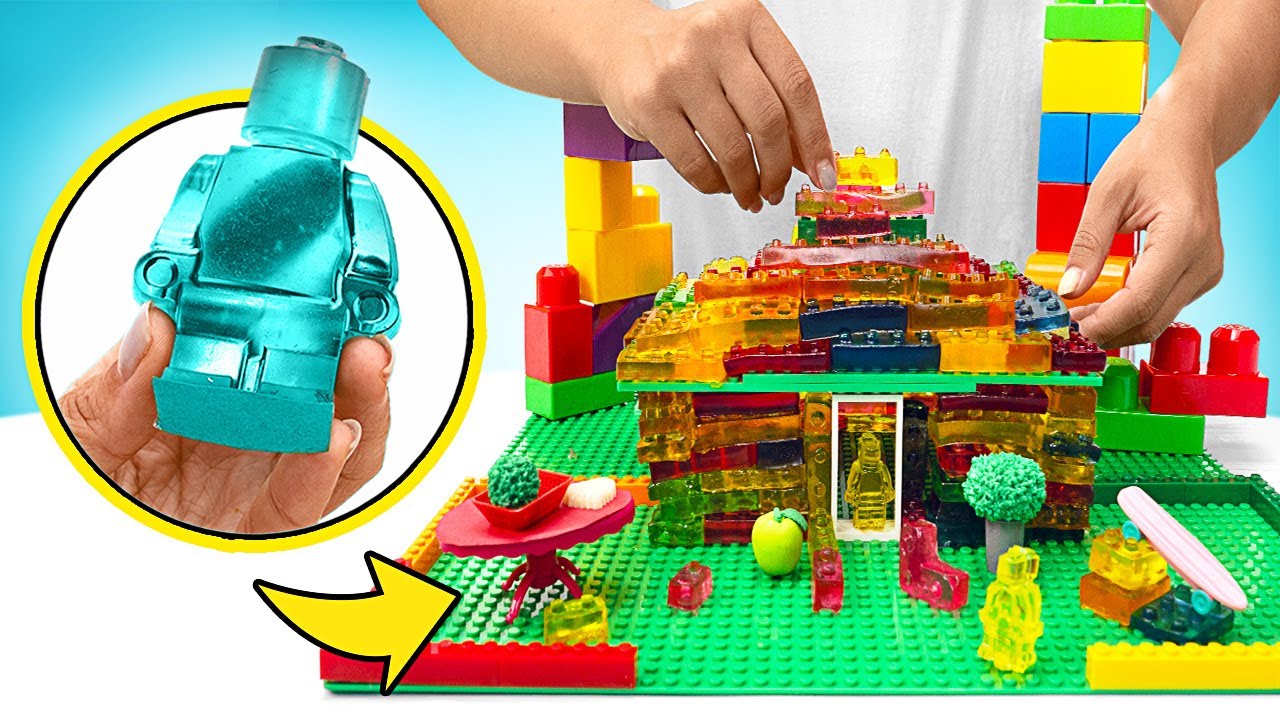 Challenge: Building House From Colorful Jelly Bricks! - YouTube
