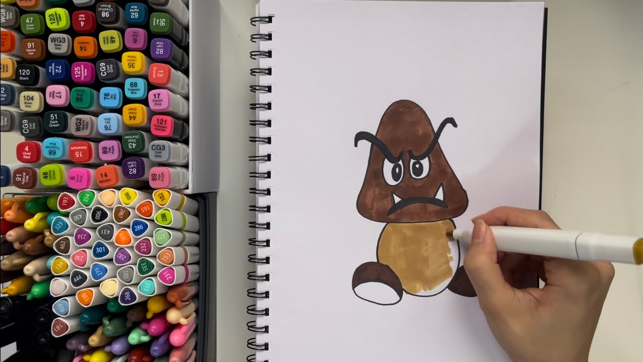 Goomba Drawing and Colouring Easy for Kids - YouTube