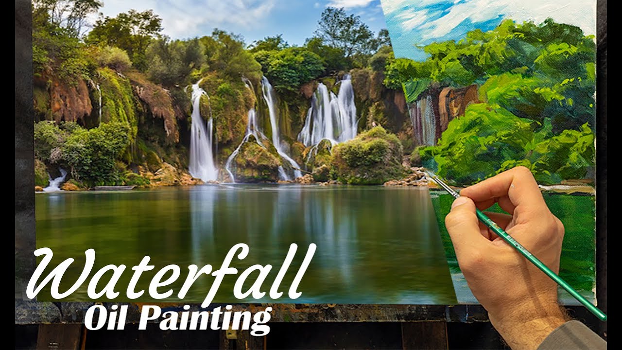 Painting Beautiful Waterfall in Oils - YouTube